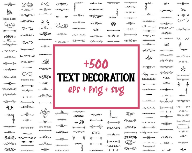 Decorative Elements Ornaments Flourishes Swirls Text - Etsy