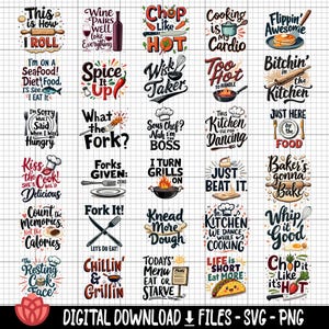Kitchen Quotes SVG Bundle, Cooking Sayings, Food Lover Designs (digital ...