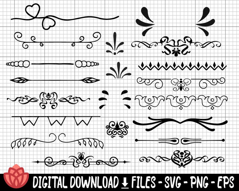 Decorative Elements, Ornaments, Flourishes, Swirls, Text Divider ...