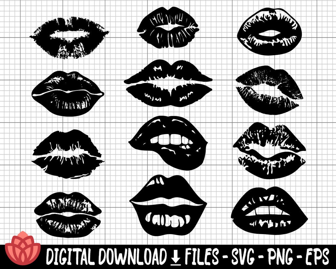 Lips Svg Bunde, Kiss Svg, Lips, Kissy Lips SVG, Kiss Cricut, Love SVG ...