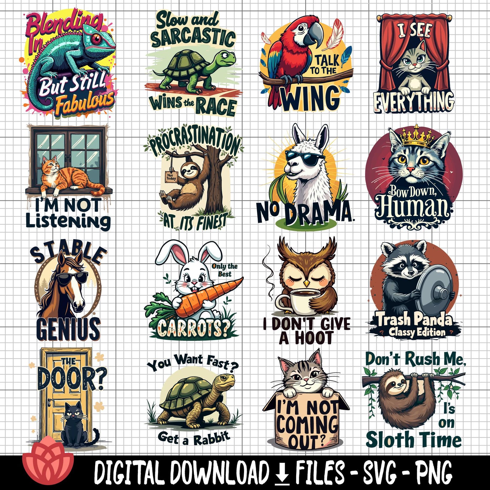 Sarcastic Animal Quotes Bundle, Funny Animal Sayings, Sarcastic Animal ...