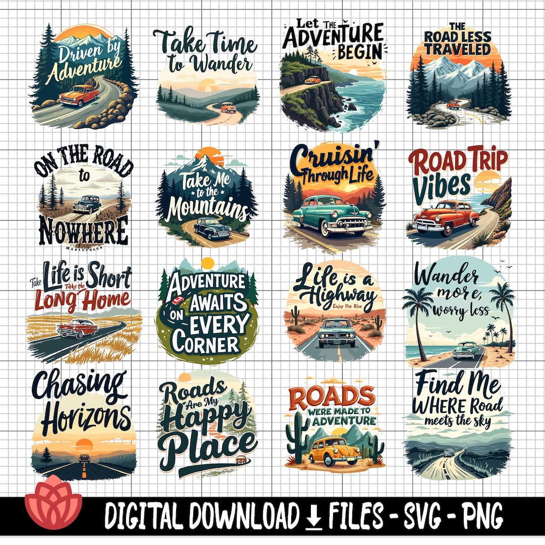 Car Landscape Svg Bundle, Scenic Car Ride Svg, Road Trip Designs Svg ...