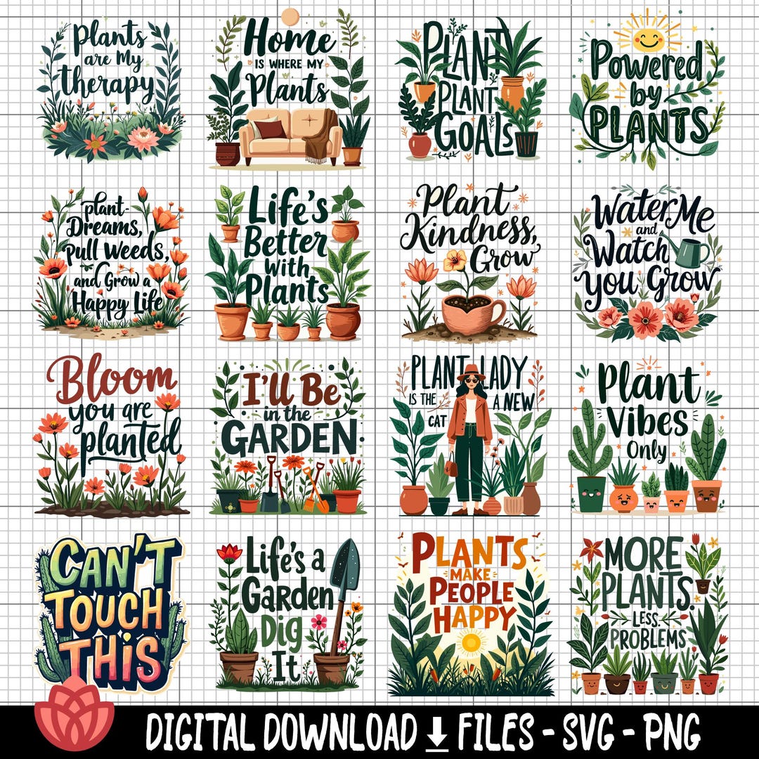 Plant Lover Quotes Bundle, Greenery, Houseplant Lover Quotes, Botanical ...