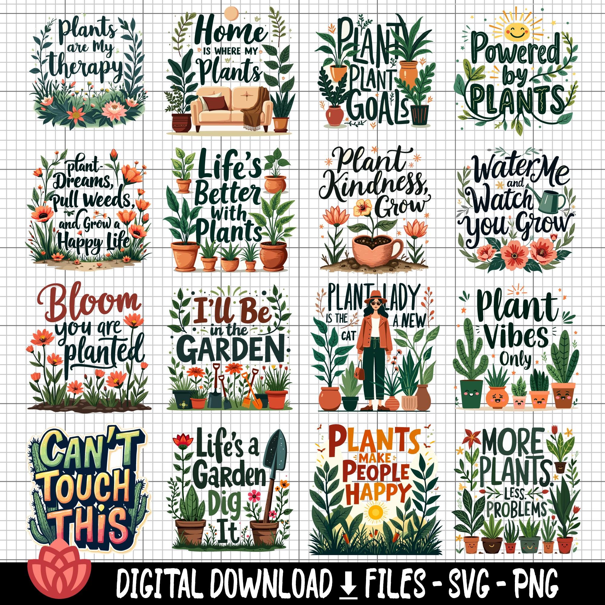 Plant Lover Quotes SVG Bundle, Botanical Designs (digital Download) - Etsy