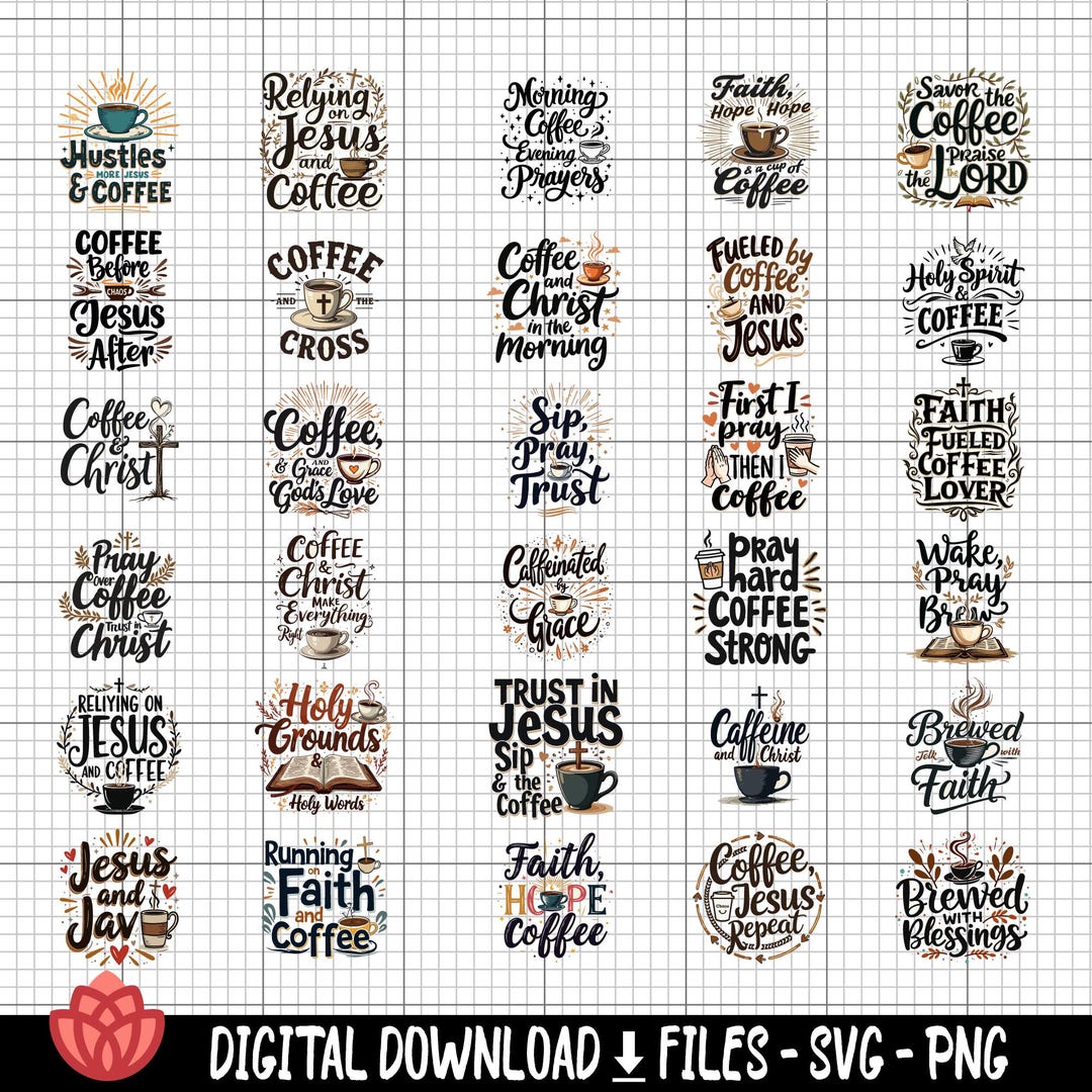 Christian Coffee Bundle, Faith and Coffee Quotes, Inspirational Coffee ...