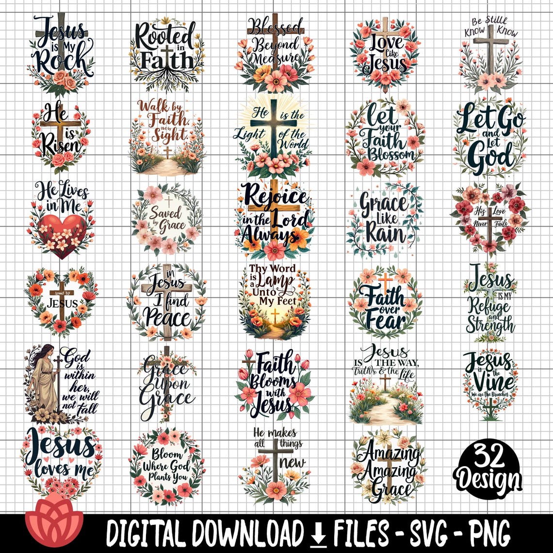 Floral Jesus SVG Bundle, Christian Quotes (digital Download) - Etsy