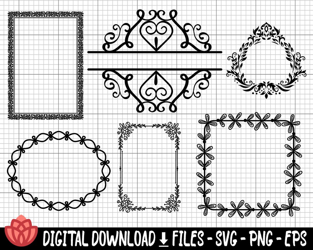 Decorative Frame Svg Bunde, Floral Decorative Frame, Vintage Frames Svg ...