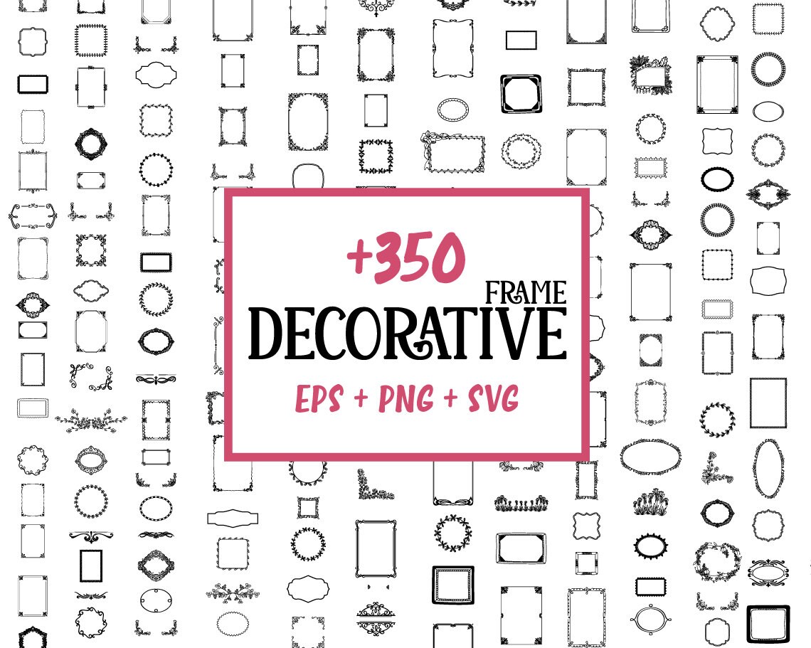 Decorative Frame Svg Bunde, Floral Decorative Frame, Vintage Frames Svg ...