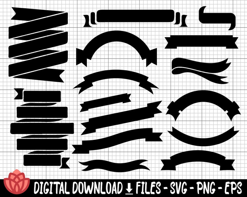 Ribbon Banners Svg Bunde, Hand Drawn Ribbon Banners, Decorative Ribbon ...