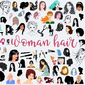Woman Hair Svg Bunde, Woman Hair Vector Set , Woman Hair Vector Graphic ...