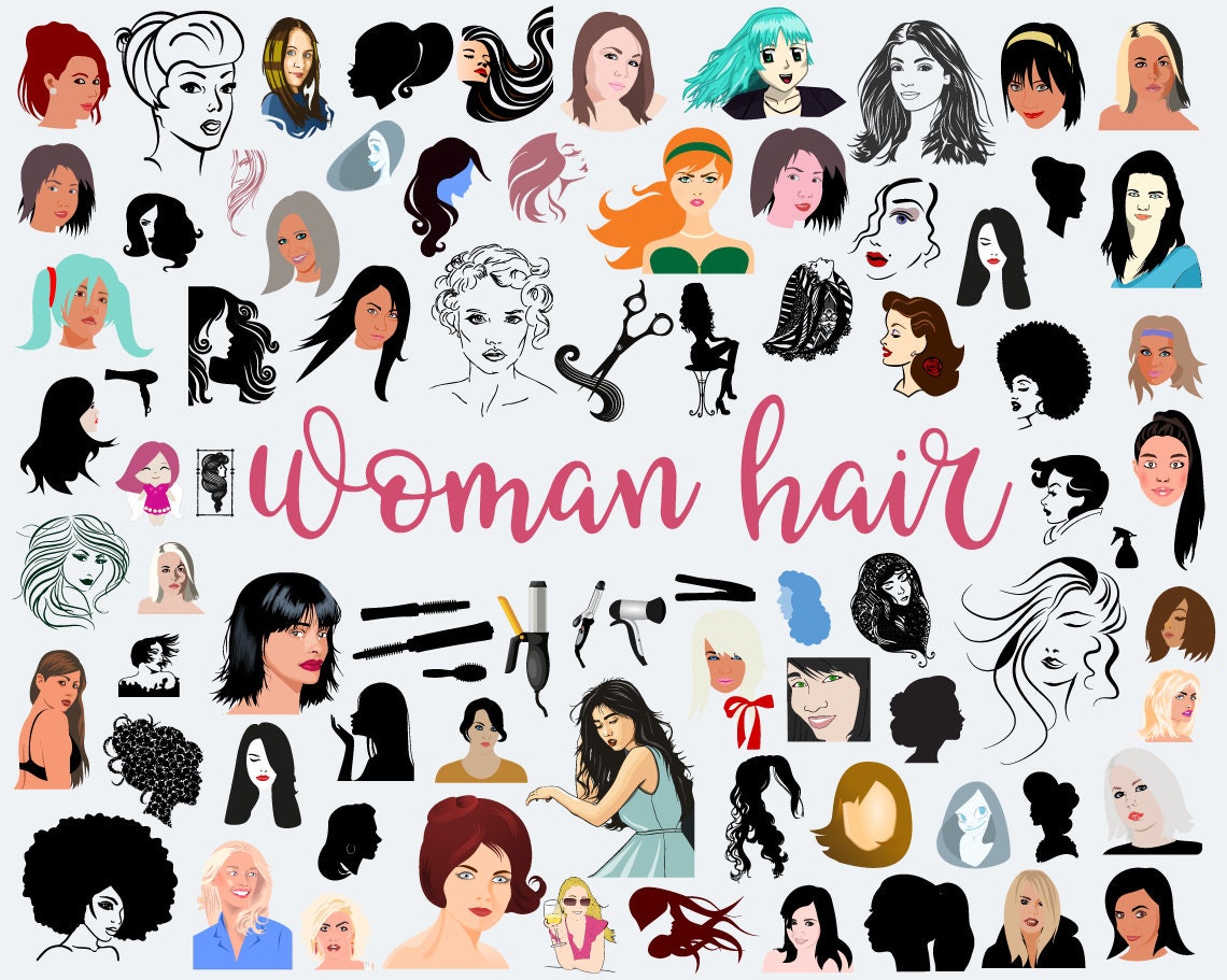 Woman Hair Svg Bunde, Woman Hair Vector Set , Woman Hair Vector Graphic ...