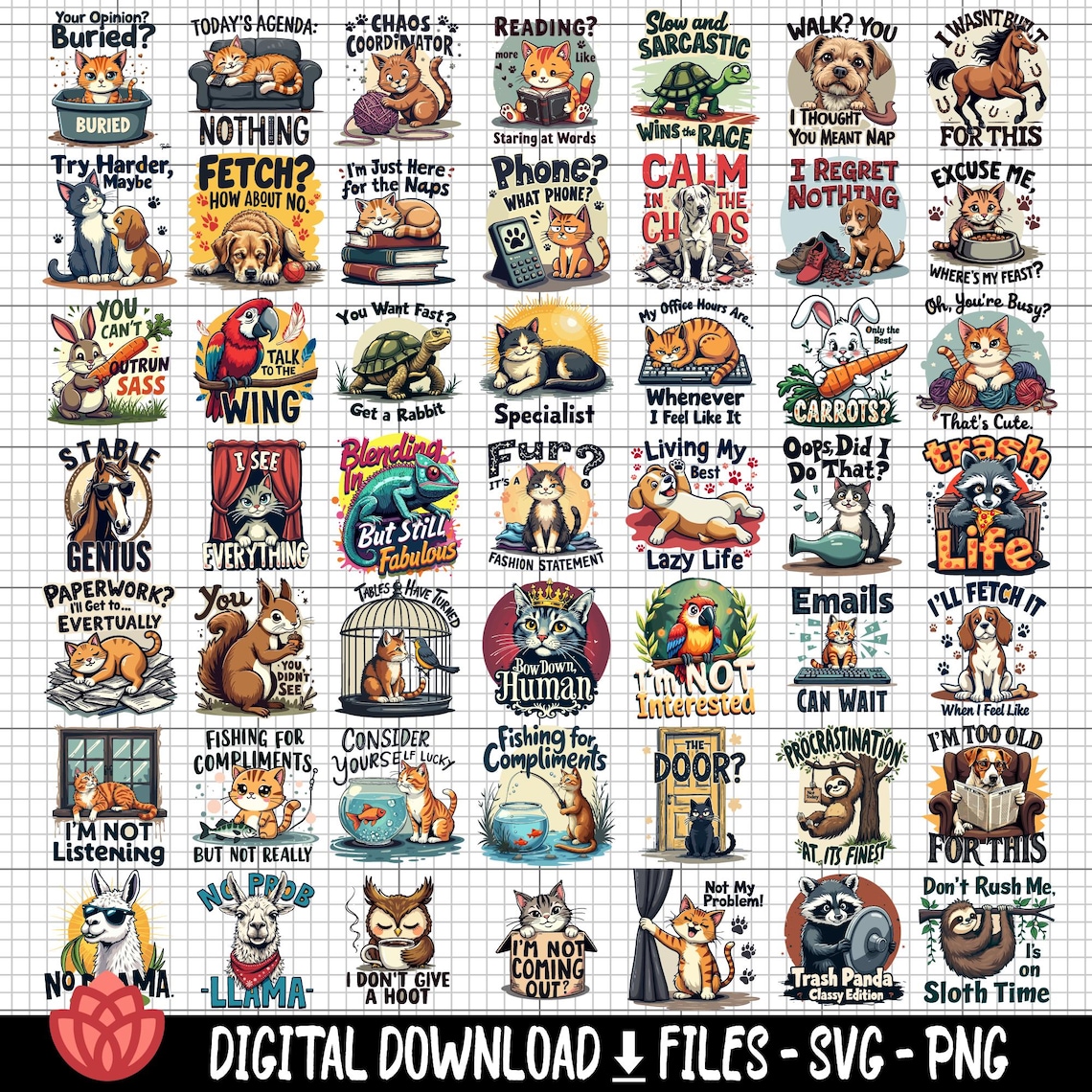 Sarcastic Animal Quotes Bundle, Funny Animal Sayings, Sarcastic Animal ...