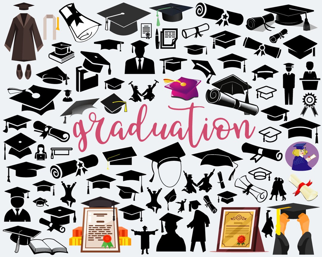 Graduation Svg Bunde, Graduation Silhouette, Academic, Diploma, Academy ...