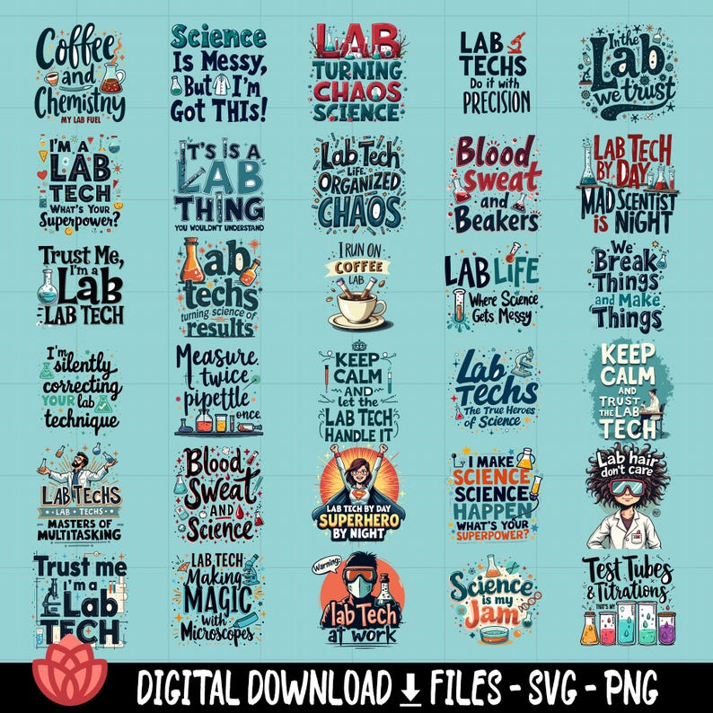 Lab Tech Quotes Svg Bundle, Science Lab Designs, Medical Laboratory ...