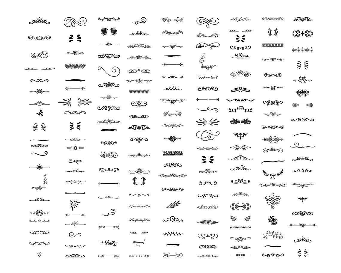 Decorative Elements Ornaments Flourishes Swirls Text - Etsy