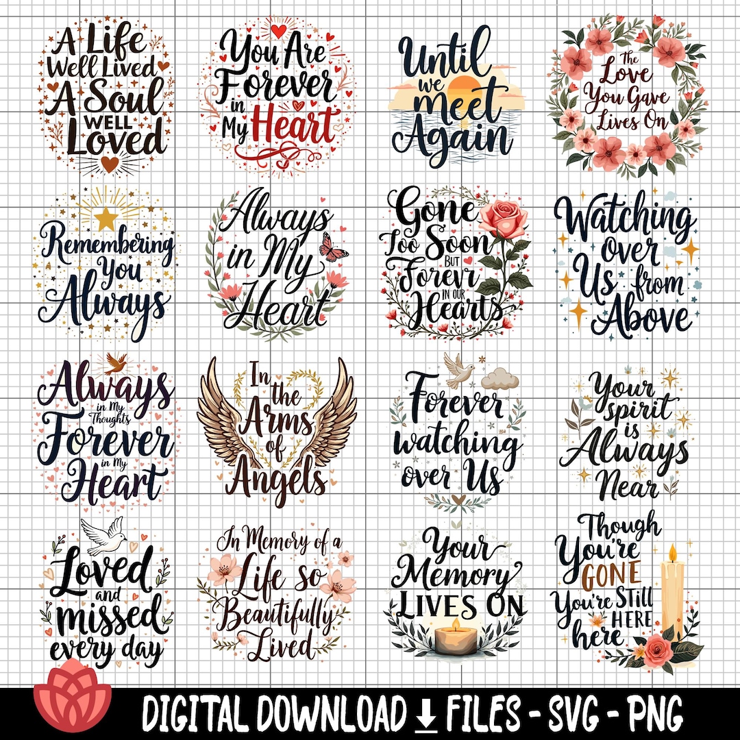 Memorial Quotes SVG Bundle, Remembrance Designs (digital Download) - Etsy