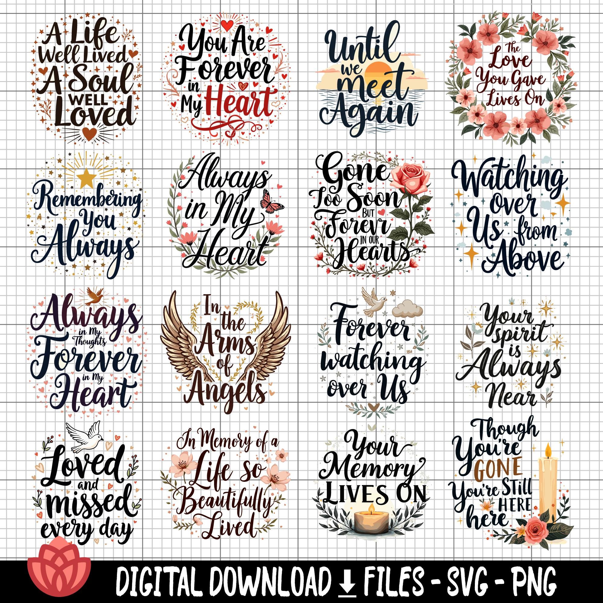 Memorial Quotes SVG Bundle, Remembrance Designs (digital Download) - Etsy