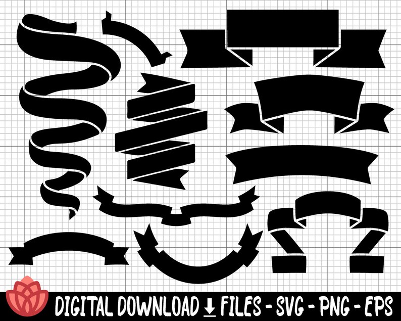 Ribbon Banners Svg Bunde, Hand Drawn Ribbon Banners, Decorative Ribbon ...