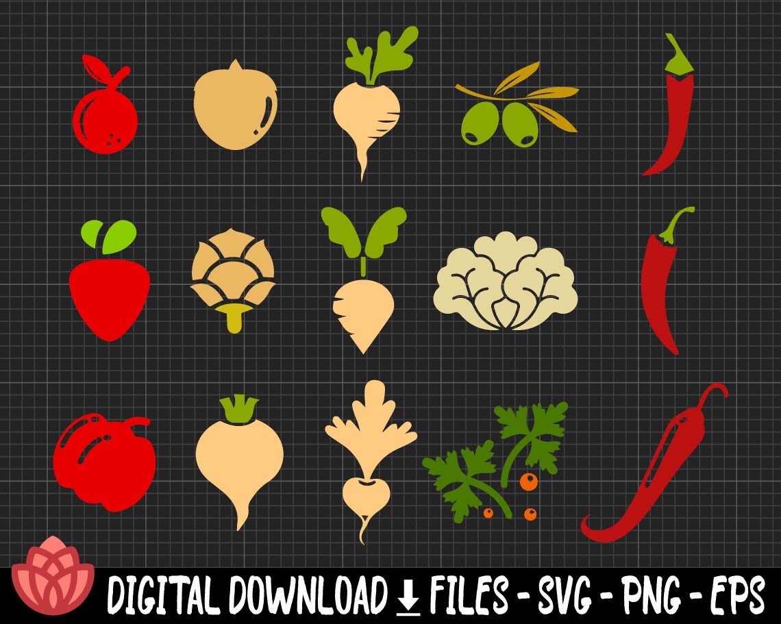 100 Vegetables and Fruits SVG Bundle Vegetables Clipart, Summer Fruit ...
