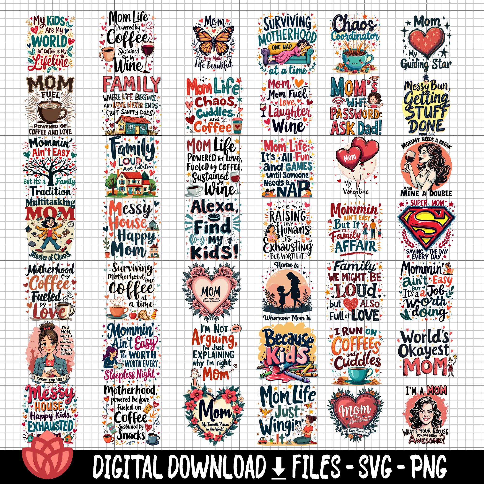 Mom Life Quotes Svg Bundle, Mom Life, Mom Sayings Svg, Mom Power Quotes ...