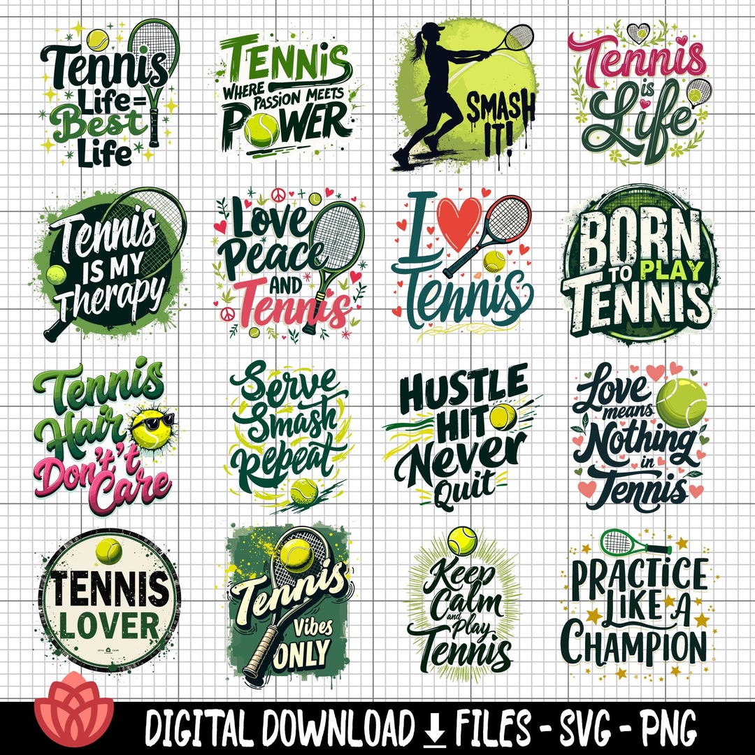 Tennis Quotes Svg Bundle, Tennis Lover Designs, Sports Quotes Svg ...