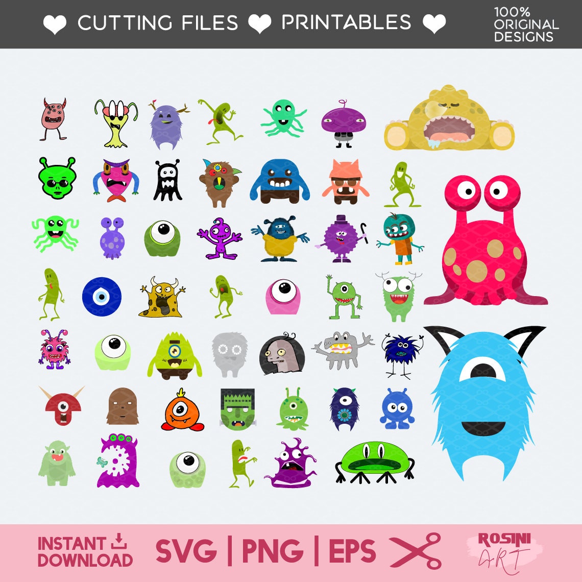 Monsters Cut File Clip Art Bundle Evil Monsters Laughing - Etsy