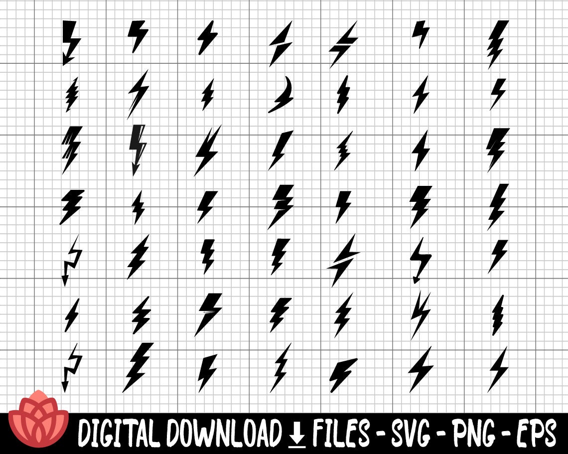 Lightning Bolt Svg Bunde, Lightning Bolt Vector, Hand Drawn Lightning ...