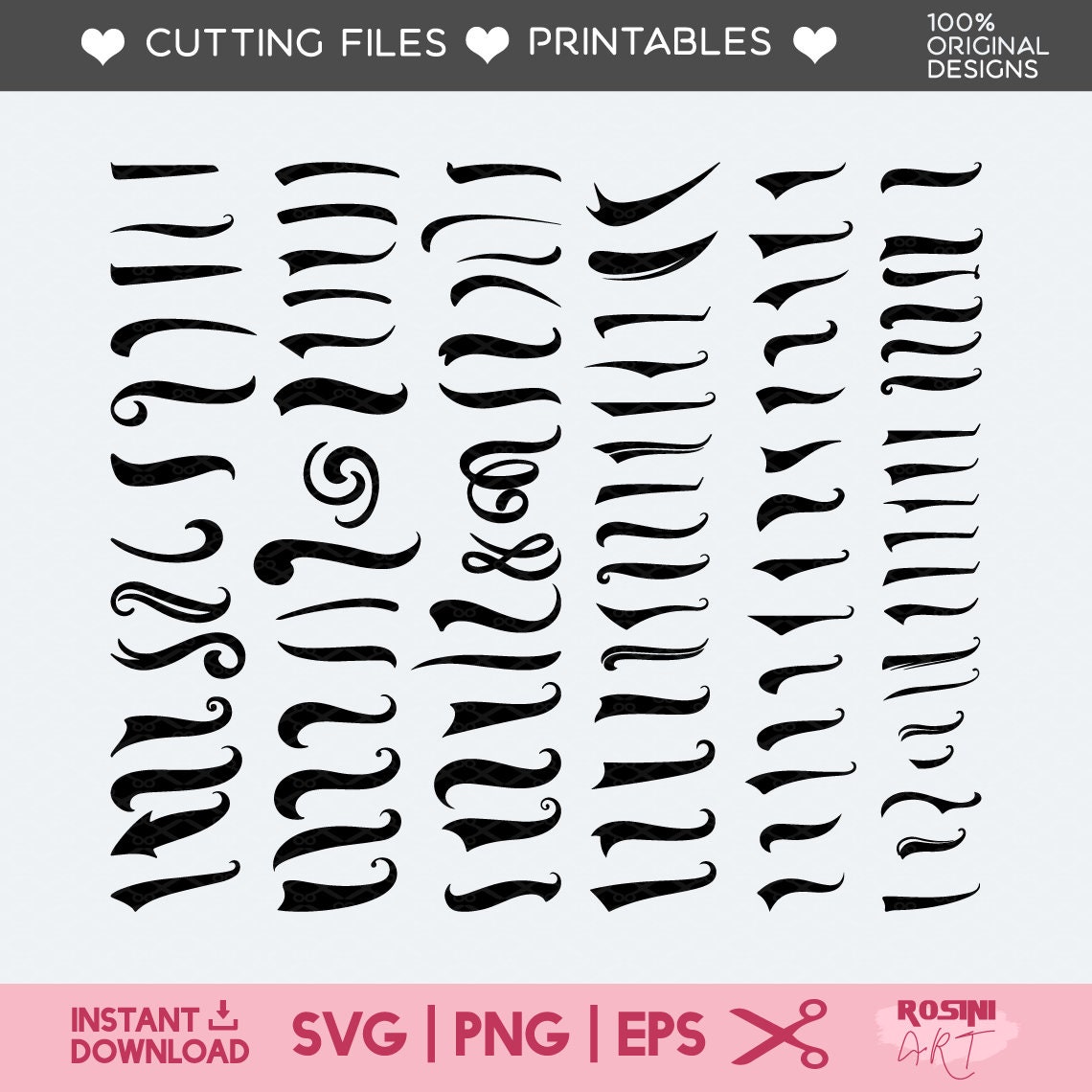 Swooshes Svg Bunde Text Tails Clipart Text Tails Monogram - Etsy