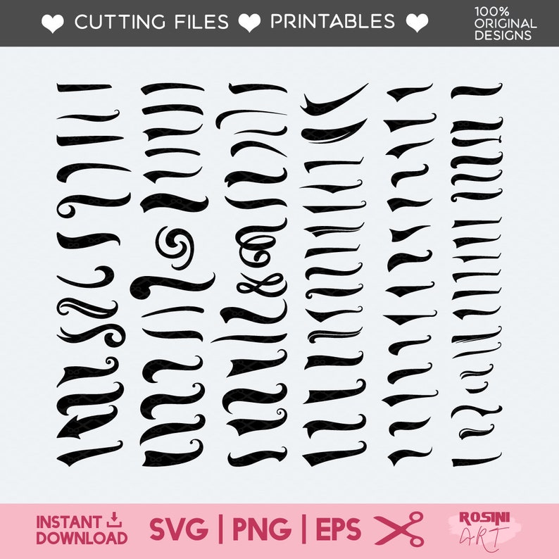 Swooshes Svg Bunde Text Tails Clipart Text Tails Monogram - Etsy