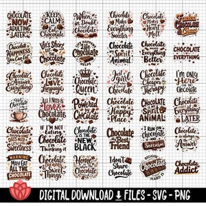 Chocolate Quotes SVG Bundle, Dessert Lover Designs (digital Download ...