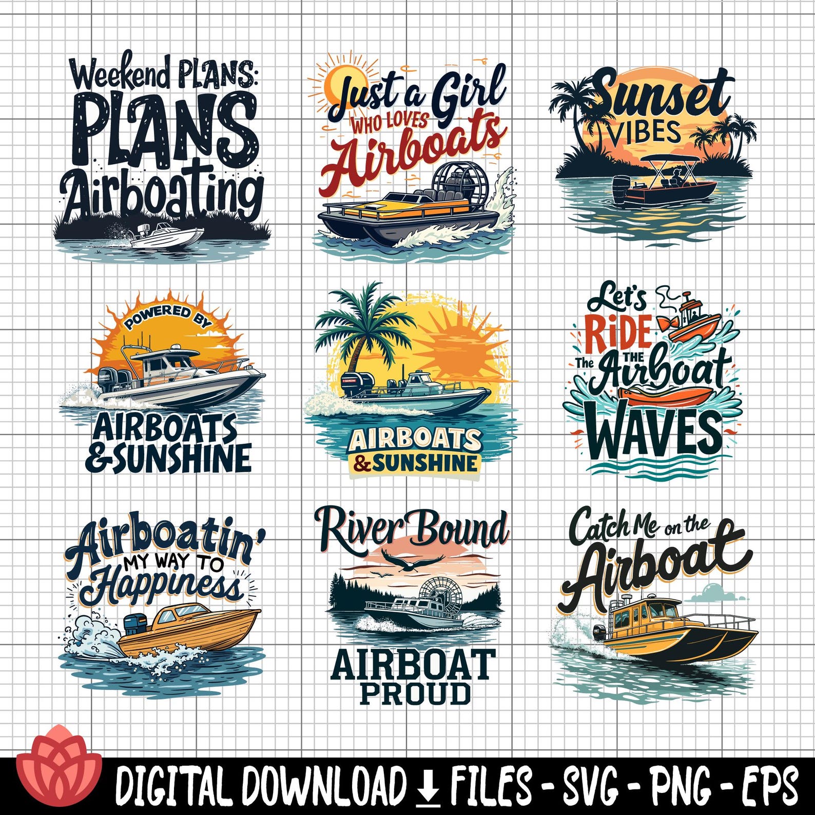 Airboat Svg Bundle, Airboat Designs Svg, Boating Quotes Svg, Airboat ...