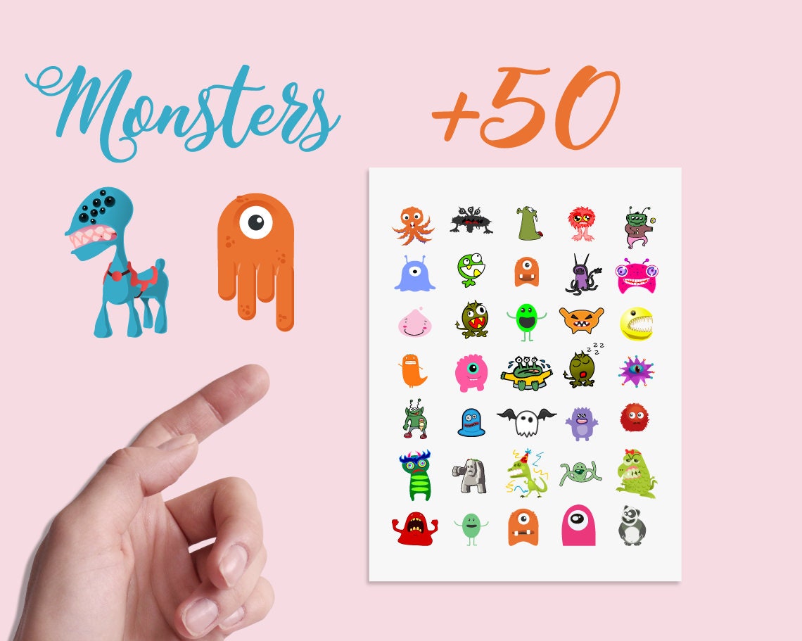 Monsters Cut File Clip Art Bundle Evil Monsters Laughing - Etsy