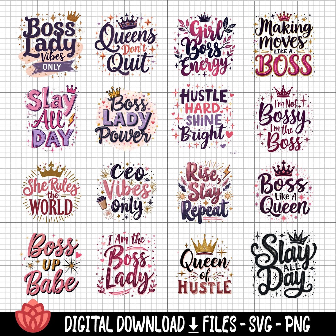Boss Lady Svg Bundle, Empowering Boss Quotes Svg, Women Leadership Svg ...