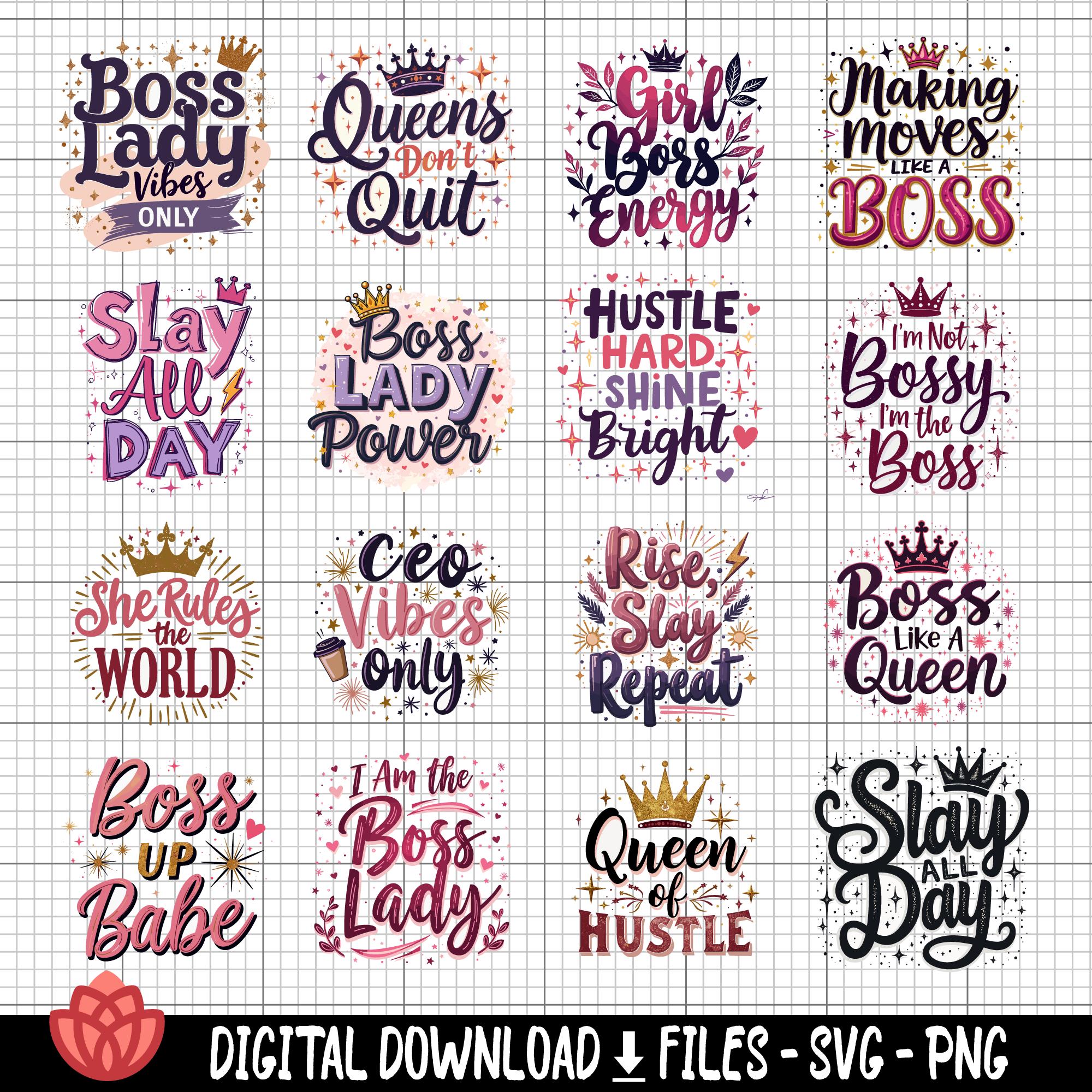 Boss Lady Svg Bundle, Empowering Boss Quotes Svg, Women Leadership Svg ...