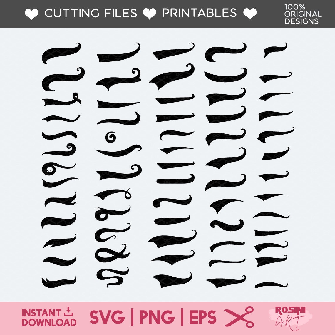 Swooshes Svg Bunde Text Tails Clipart Text Tails Monogram - Etsy