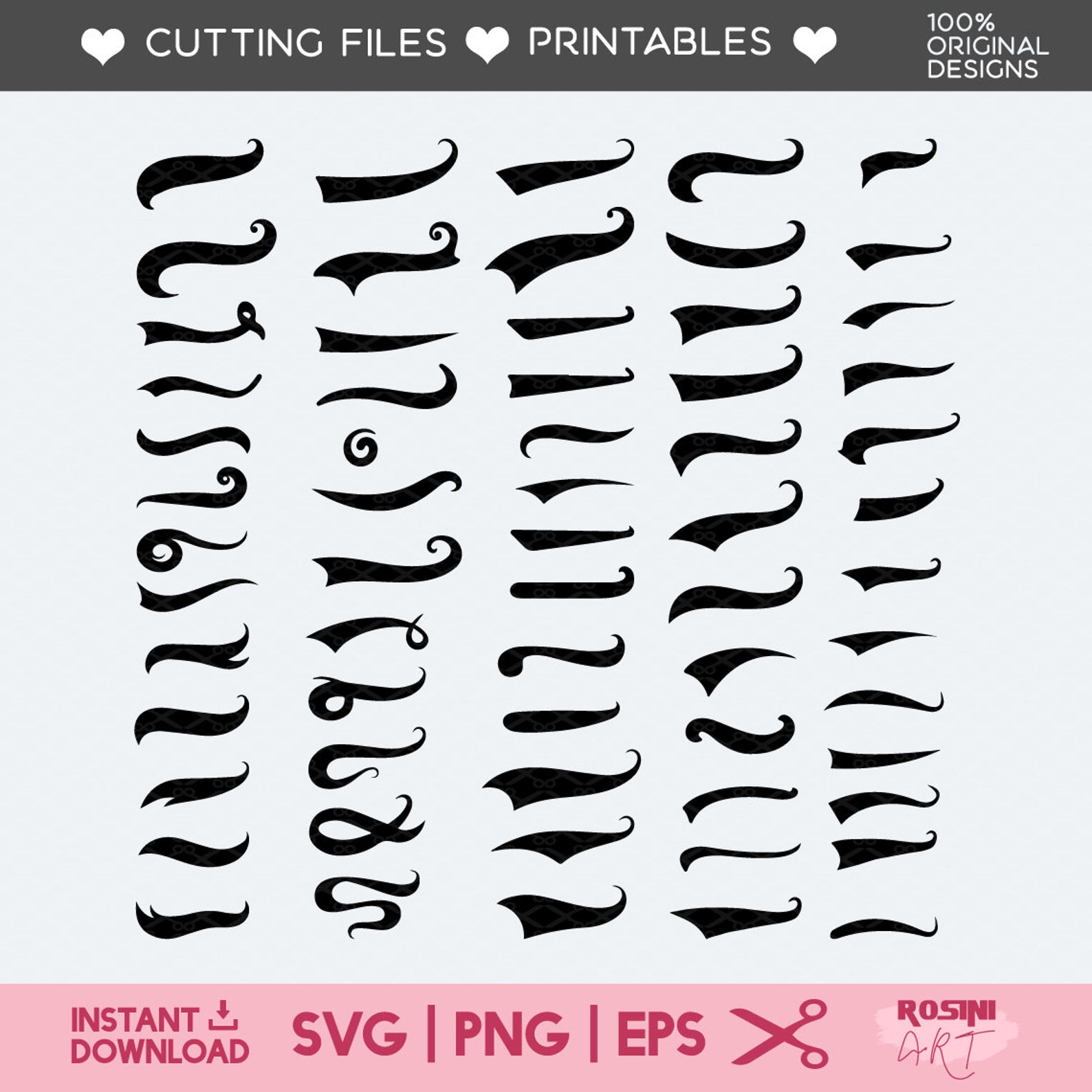 Swooshes Svg Bunde Text Tails Clipart Text Tails Monogram - Etsy