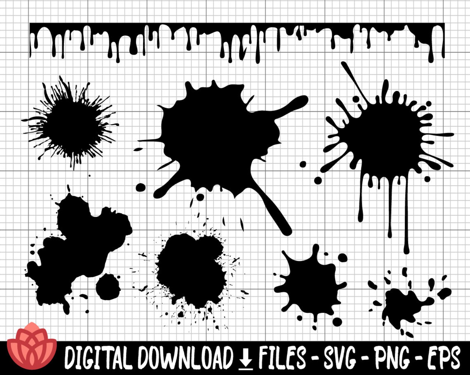 Splatters and Splashes Svg Bunde, Splash, Drip, Dripping, Paint ...