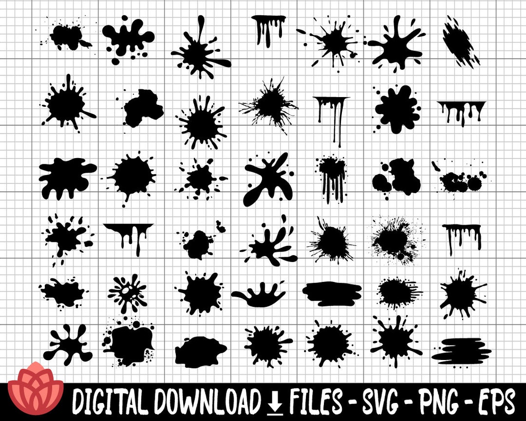 Splatters and Splashes Svg Bunde, Splash, Drip, Dripping, Paint ...