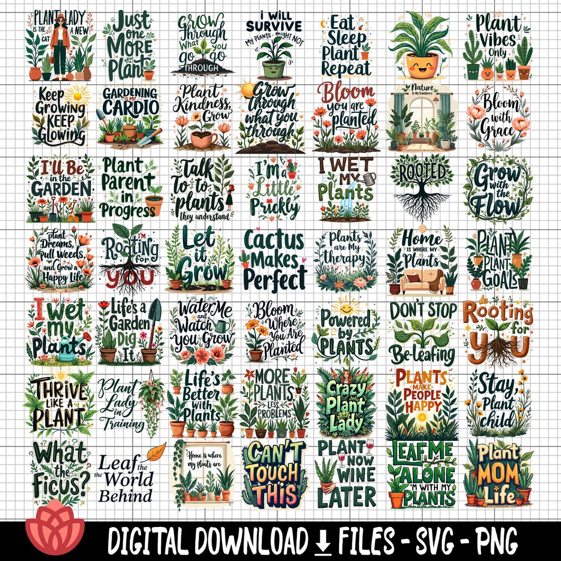 Plant Lover Quotes Bundle, Greenery, Houseplant Lover Quotes, Botanical ...