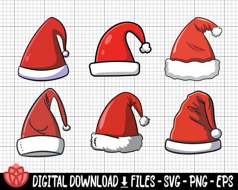 Santa Hat Christmas Svg, Clipart, Fun, Claus, Santa, Face, Gift, Santa ...