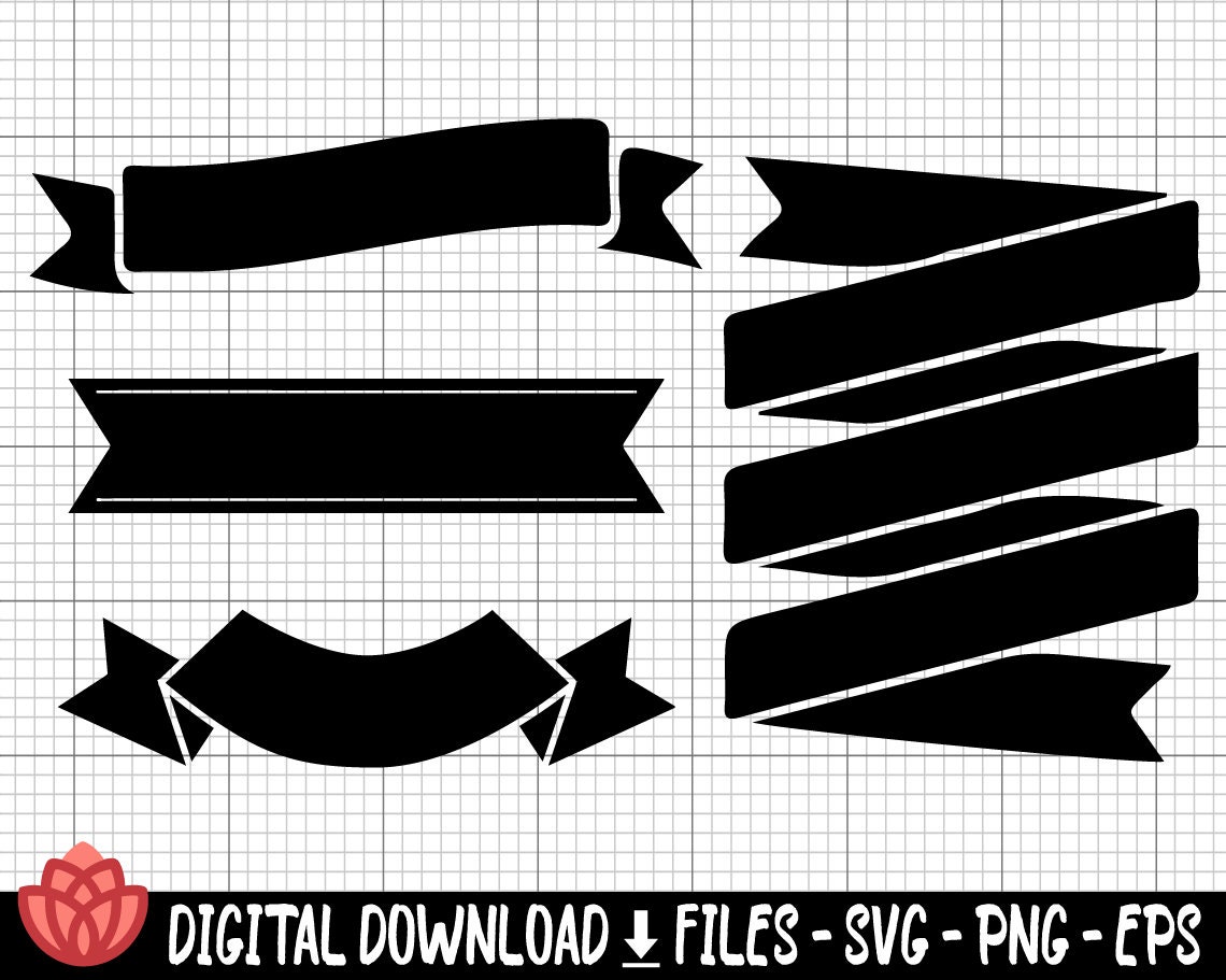 Ribbon Banners Svg Bunde, Hand Drawn Ribbon Banners, Decorative Ribbon ...