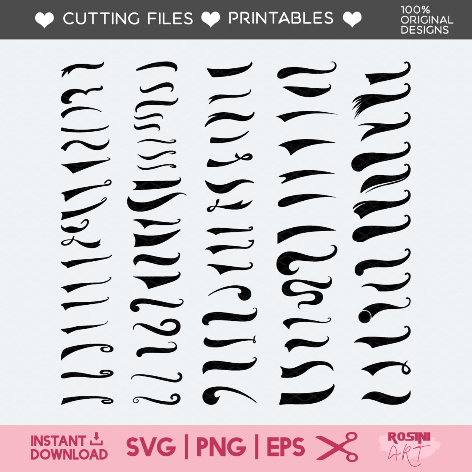 Swooshes Svg Bunde Text Tails Clipart Text Tails Monogram - Etsy