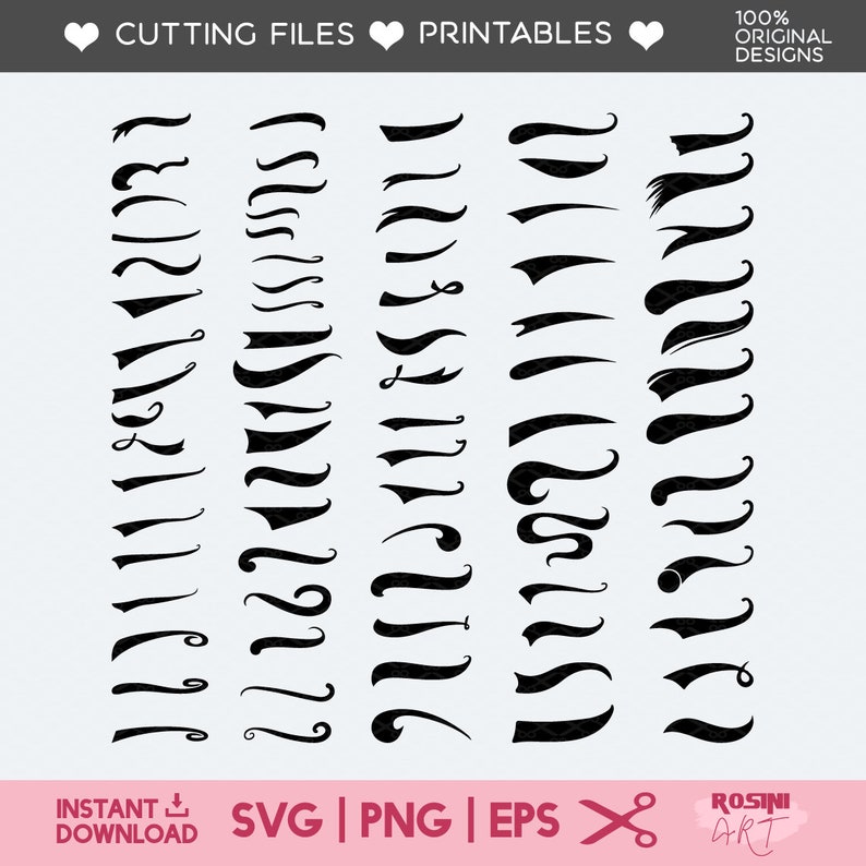 Swooshes Svg Bunde Text Tails Clipart Text Tails Monogram - Etsy