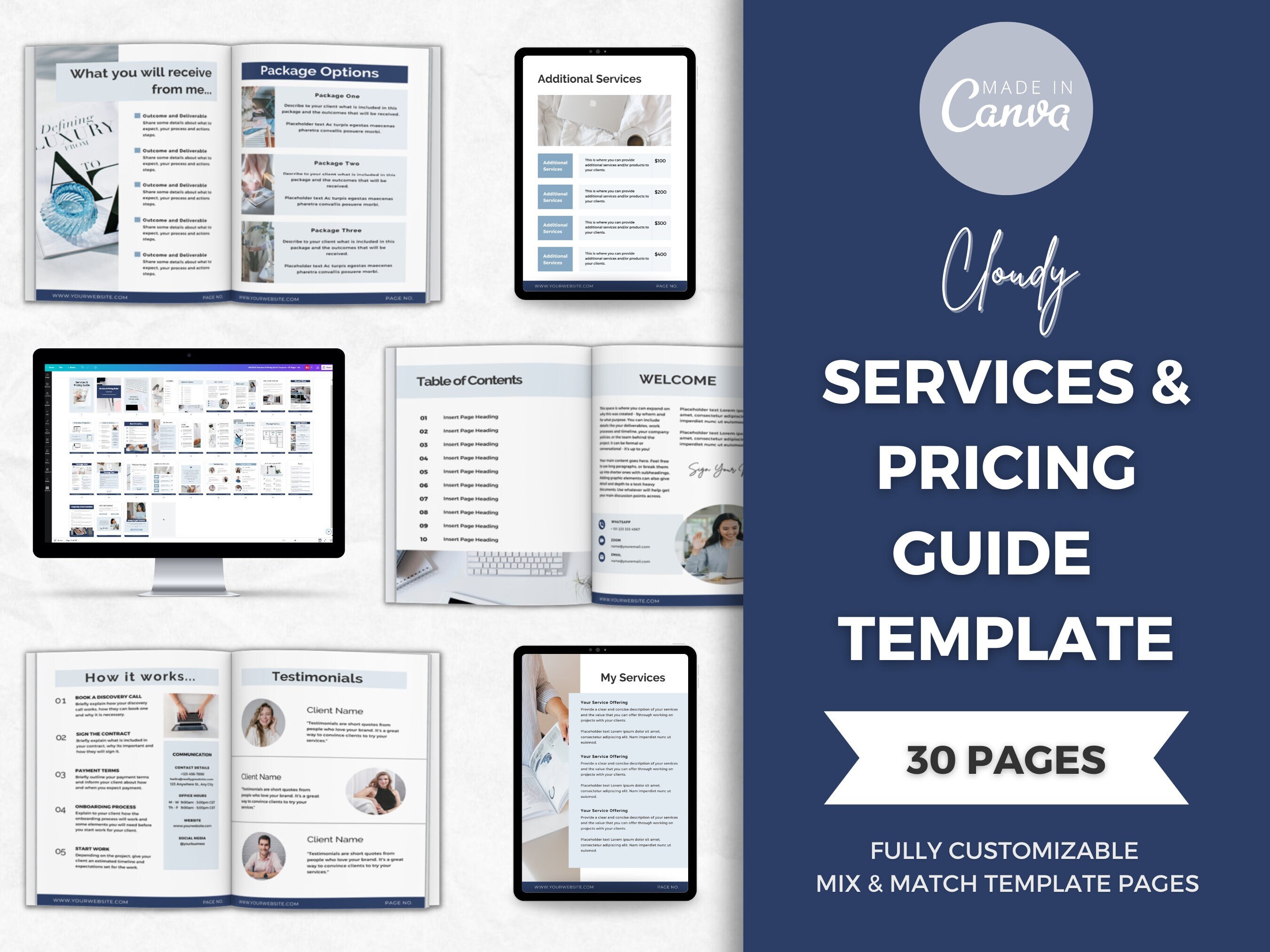 Services & Pricing Guide Template | Canva Template | Editable Client ...