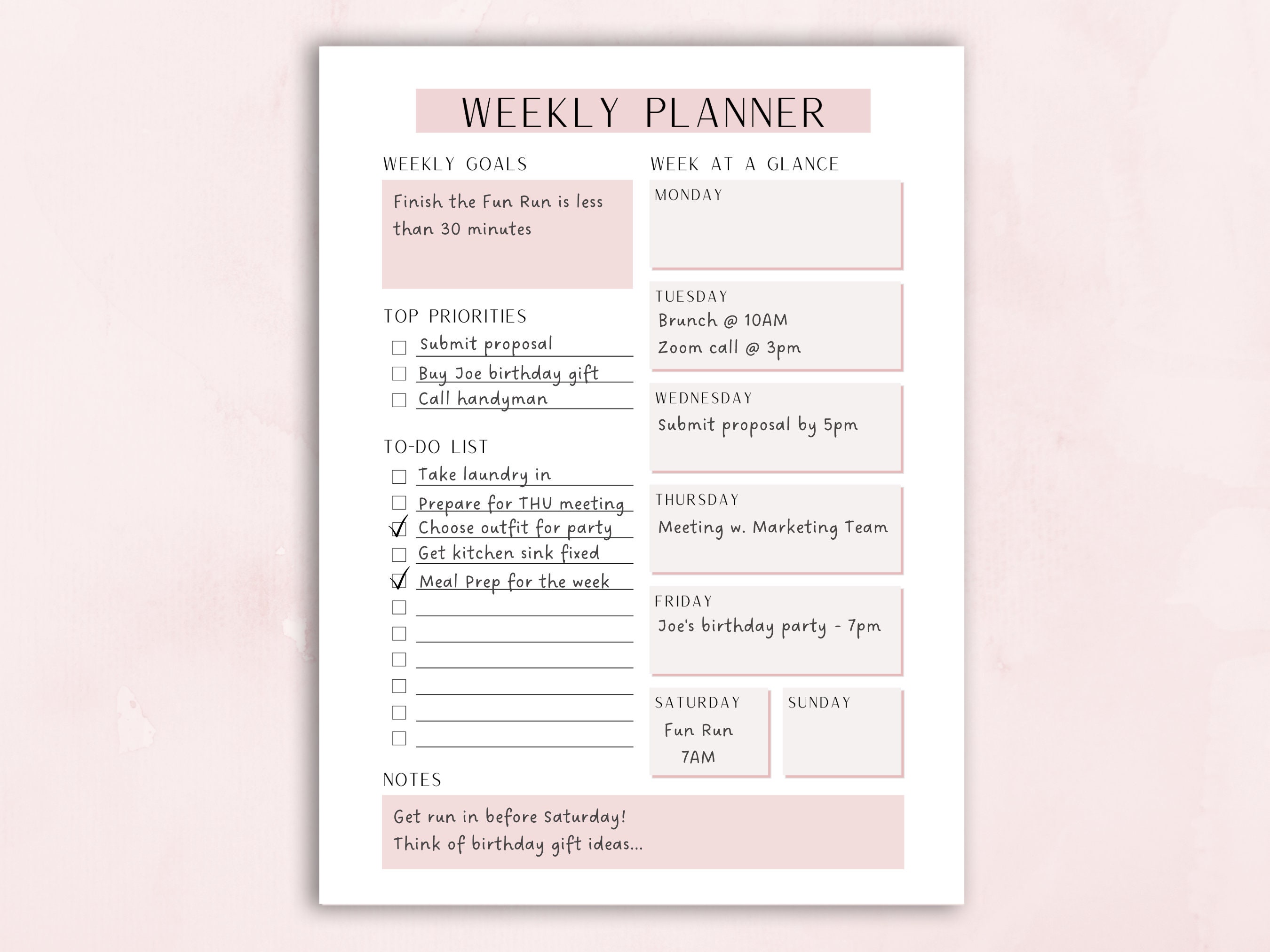 Daily & Weekly Planner Printable and Digital Planner - Etsy