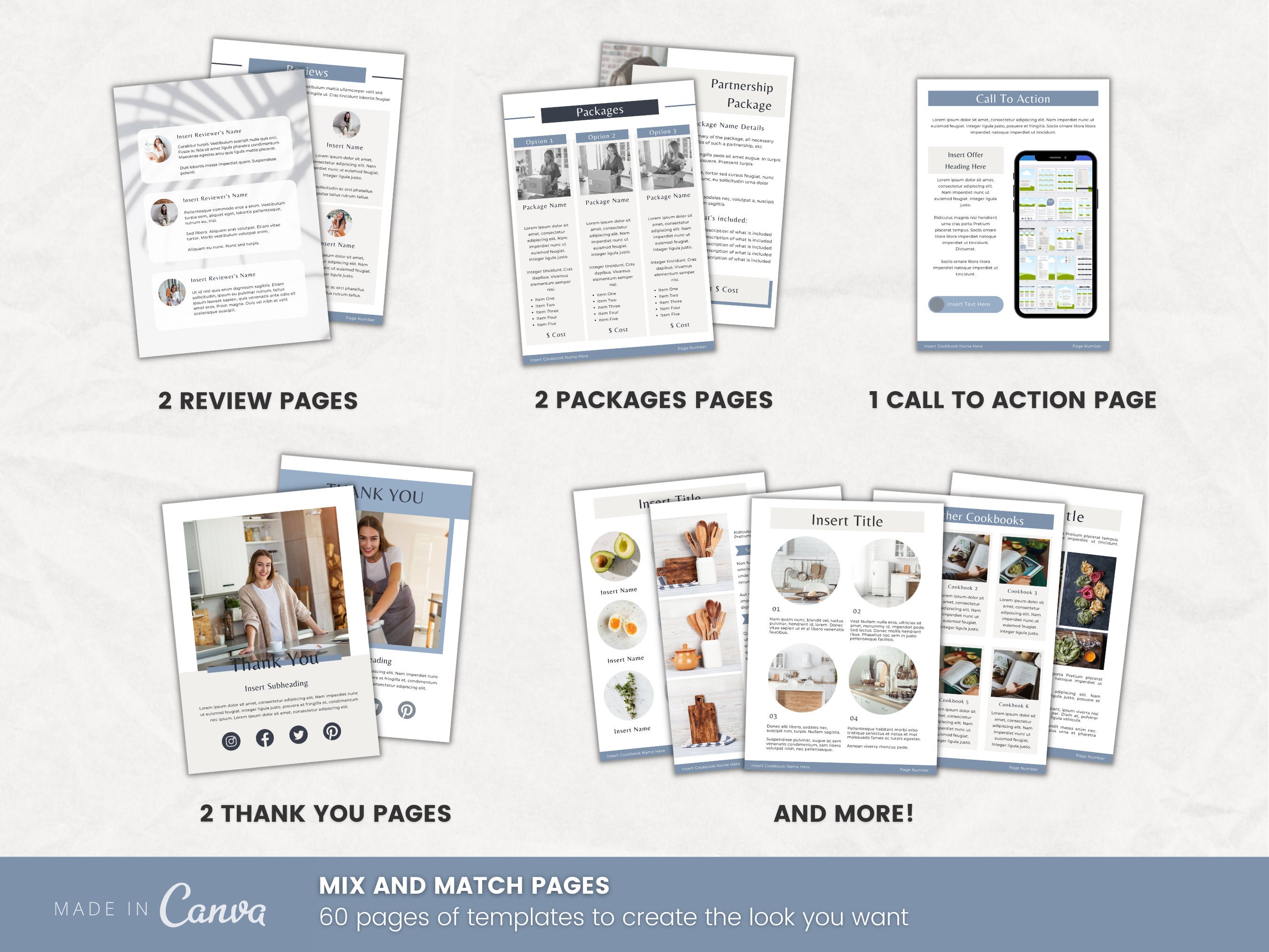 Recipe Cookbook Template Editable Canva Cookbook 60 Page Recipe ...