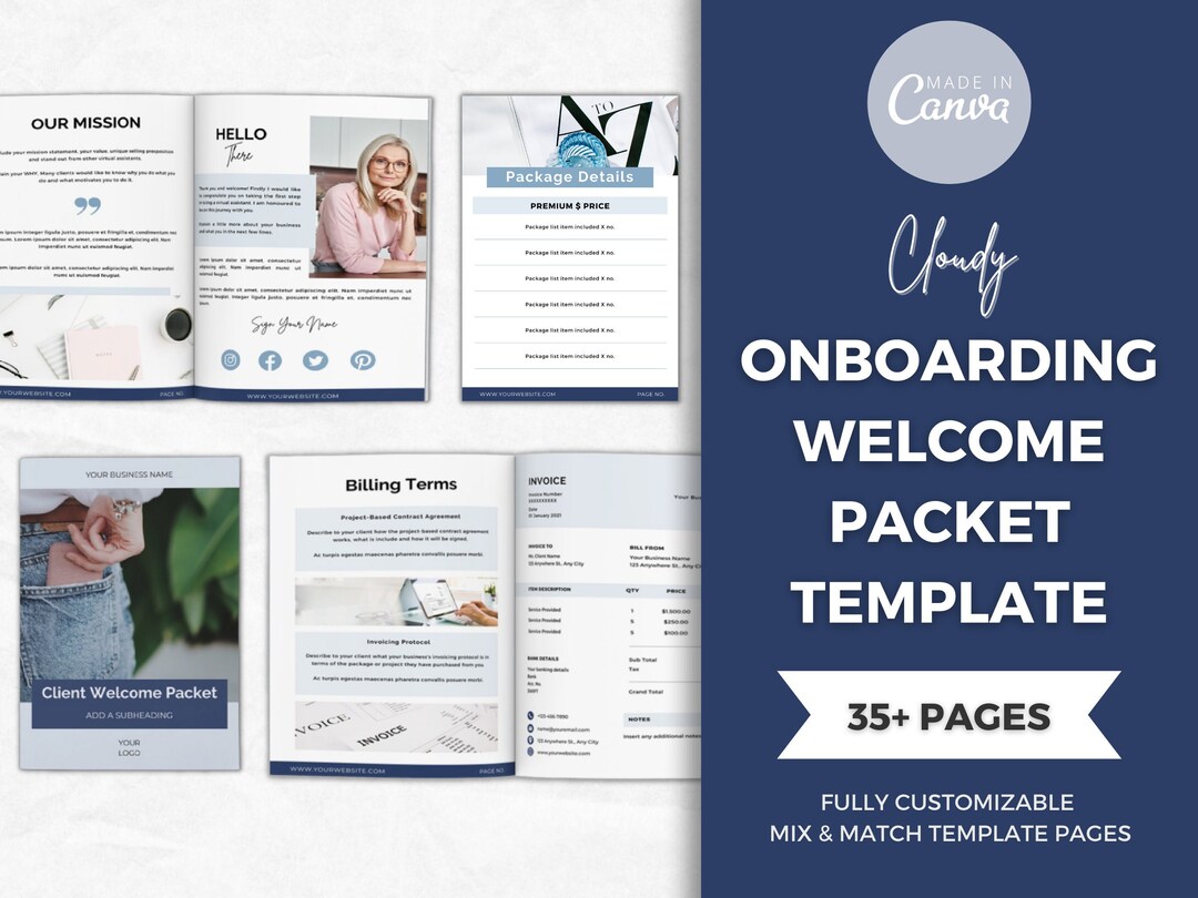 Client Onboarding Welcome Packet Template Edit in Canva Virtual Assistants, Coaches & Business ...