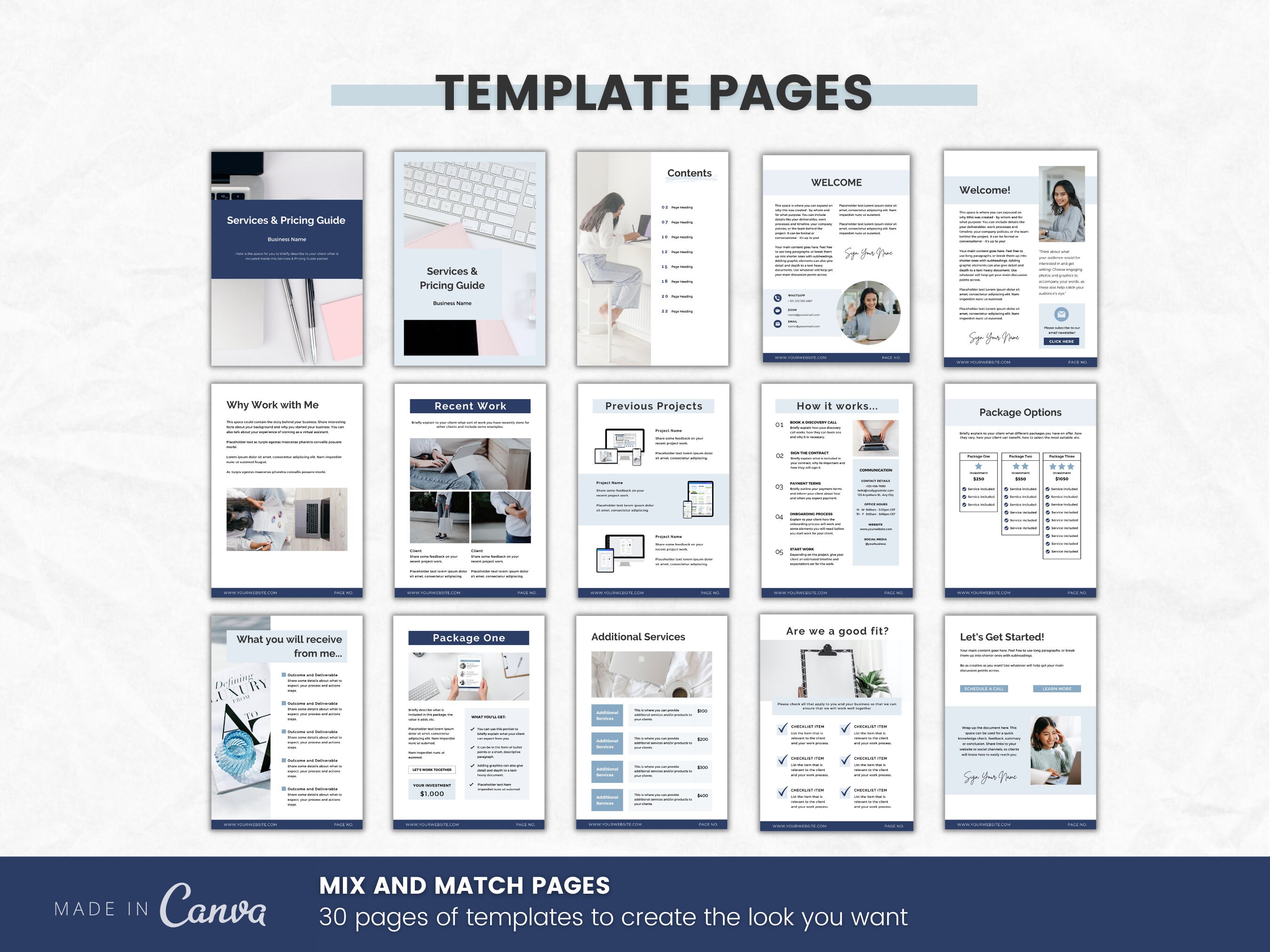 Services & Pricing Guide Template | Canva Template | Editable Client ...