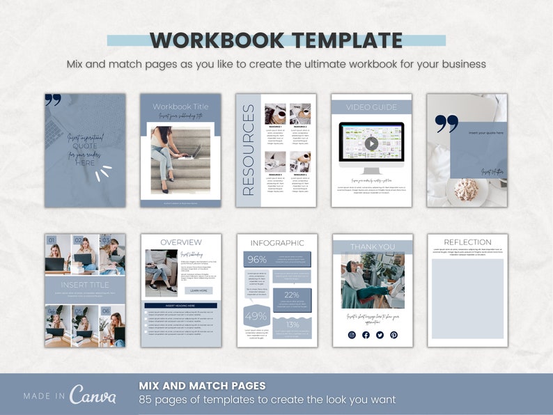 Ebook & Workbook Template Editable in Canva Course - Etsy