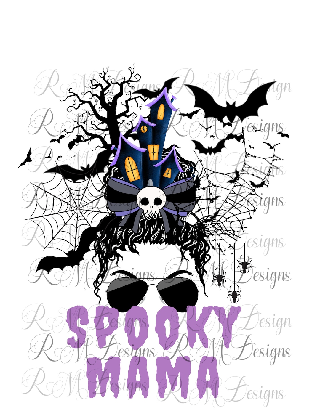 Spooky Mama PNG Halloween PNG Messy Bun PNG Spooky Mom Png Pumpkin Png ...